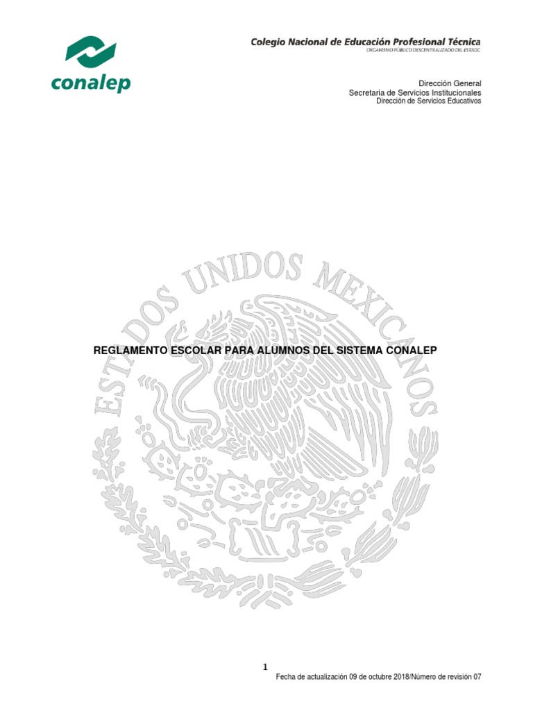 Reglamento Escolar Conalep 2021 | PDF | Plan de estudios | Evaluación
