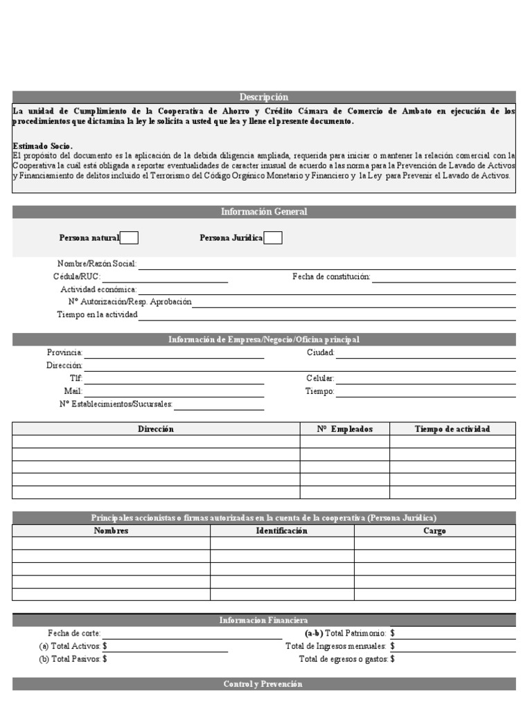 PLA-REG-001 Aplicación de La Debida Diligencia Ampliada V1 | PDF | Lavado de dinero | Cooperativa