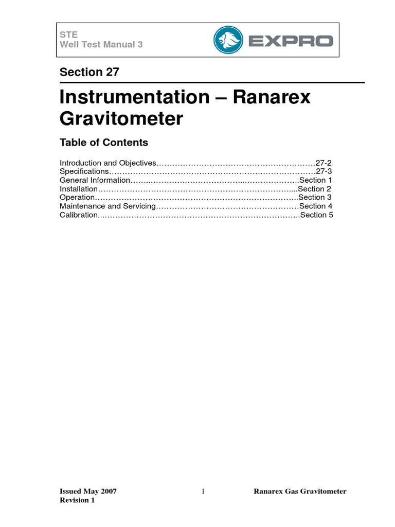 Section 27 Ranarex Gravitometer PDF Gases Belt Mechanical 