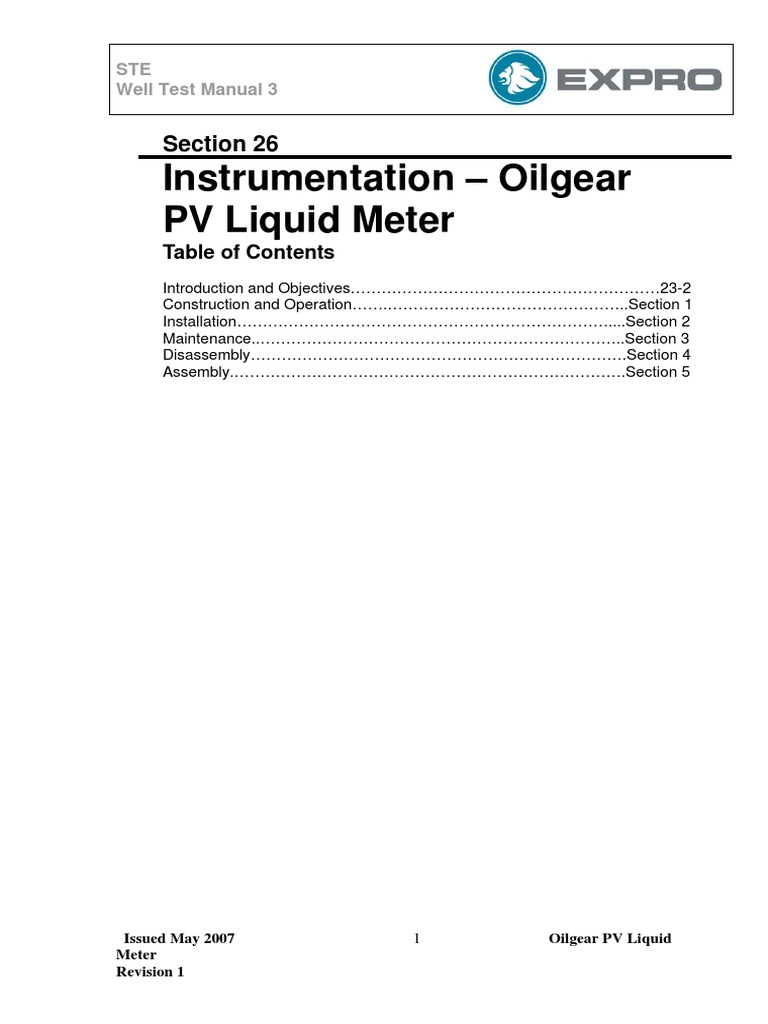 Section 26 - Oilgear PV Liquid Meter | PDF | Bearing (Mechanical ...