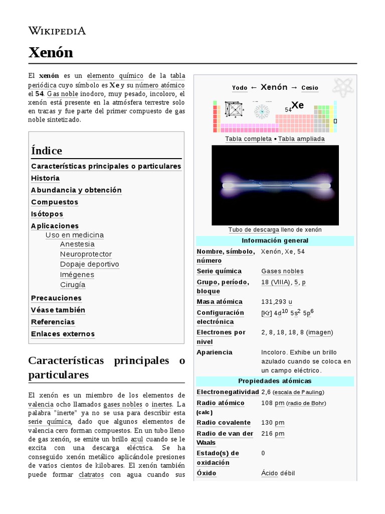 Xenón | PDF | Ciencias fisicas | Química