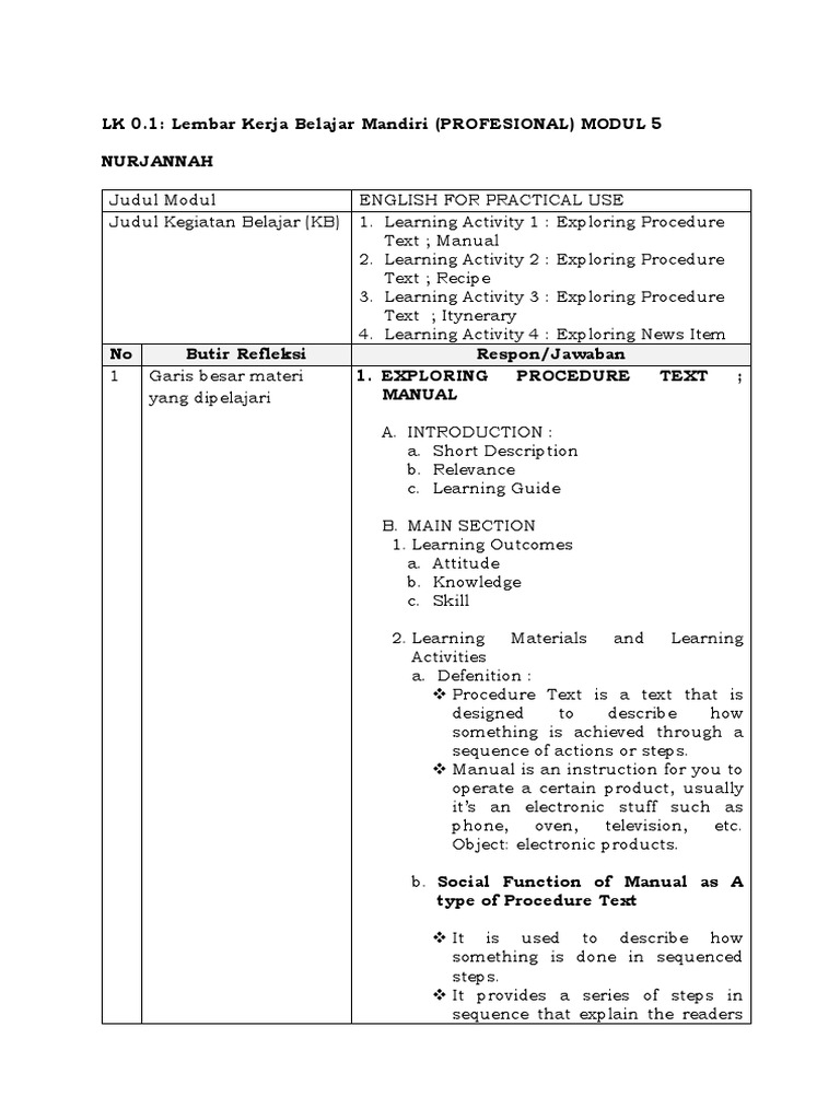 Exploring Various Types of Procedure Texts Through Detailed Analysis of ...