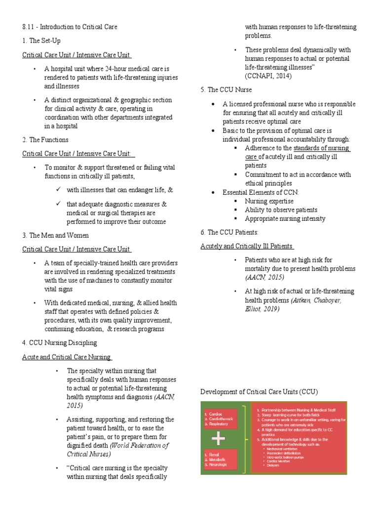 8.11 Introduction To Critical Care | PDF | Intensive Care Medicine ...