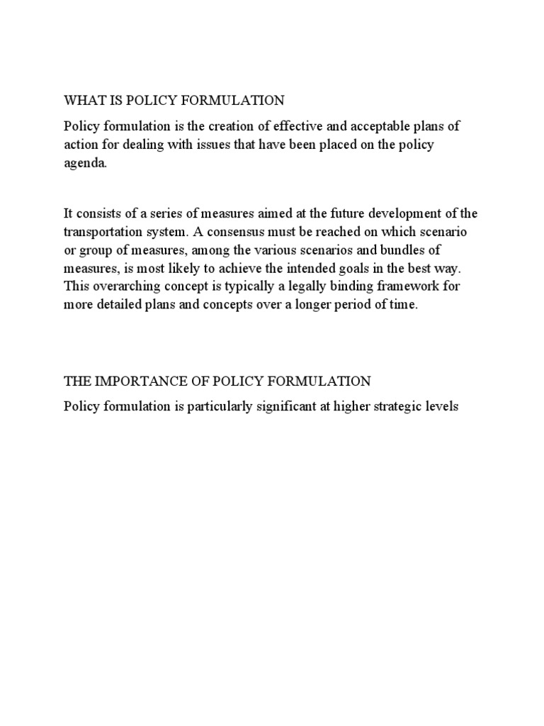 What Is Policy Formulation | PDF