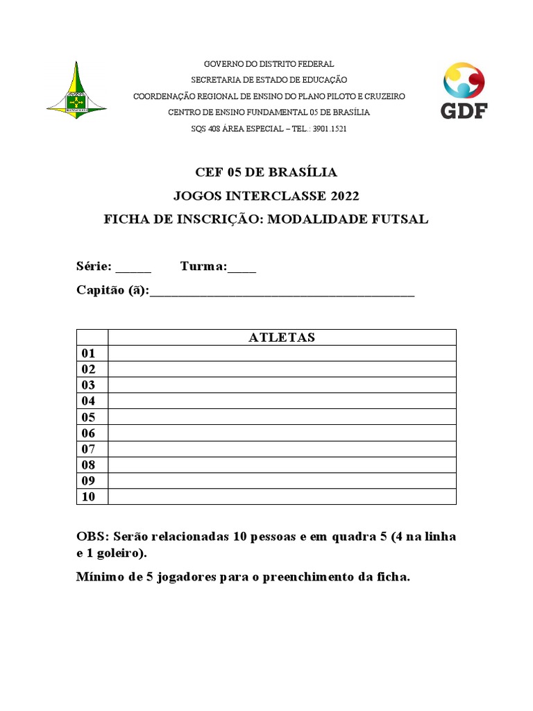 Ficha Futsal | PDF