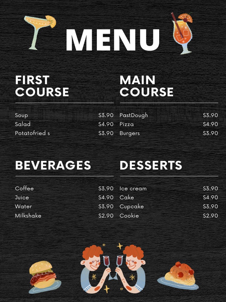 MENU | PDF | Cooking, Food & Wine