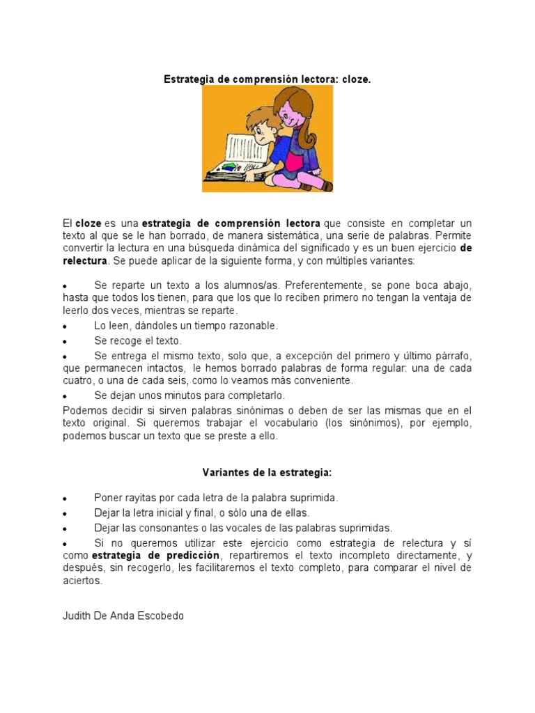 Método Cloze para Niños en Lectura | PDF