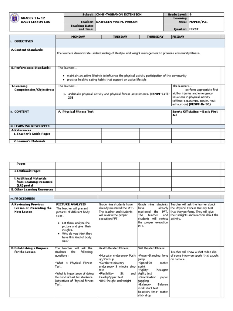 Mapeh Dll Pdf Learning Teachers