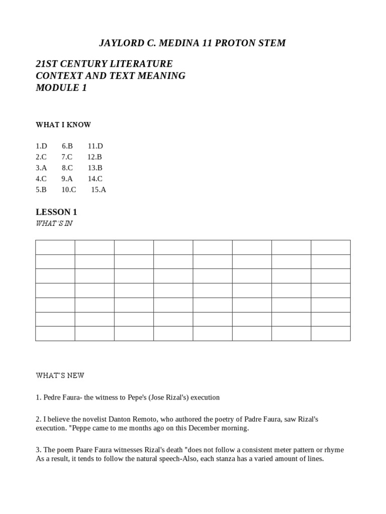 21st Century Module 1 | PDF | Poetry