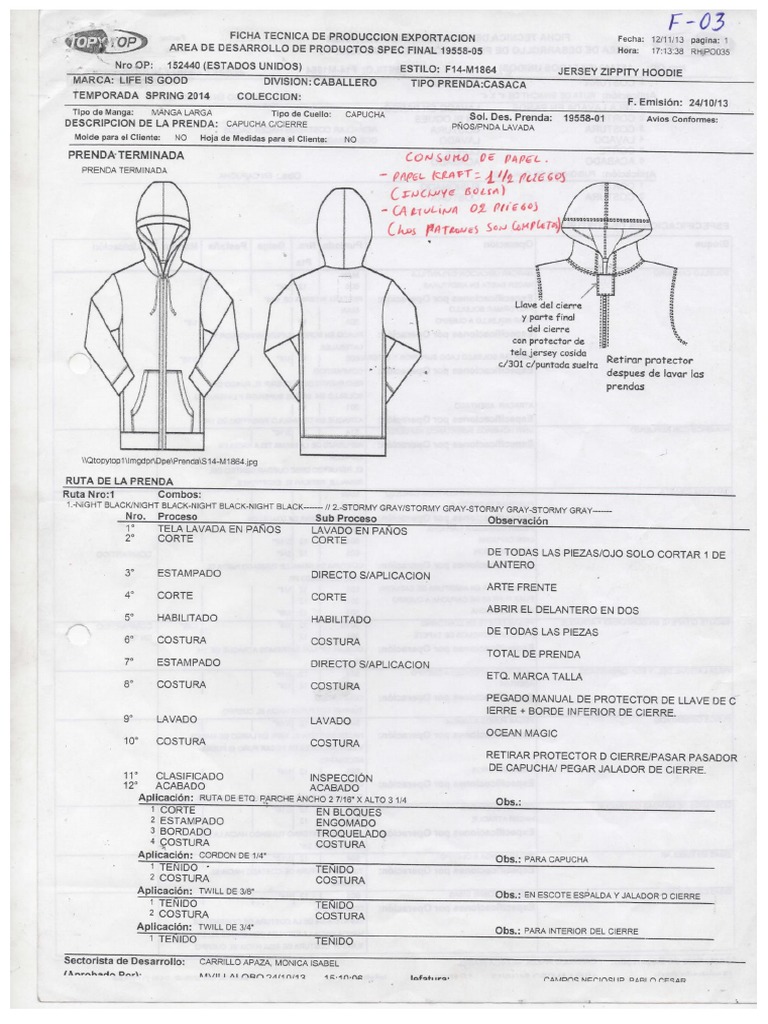 Ficha 03-Casaca Con Capucha | PDF