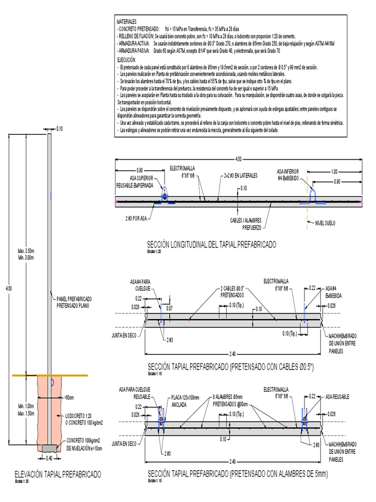 Plano Tapiales 3m Min | PDF | Hormigón | Hormigón pretensado