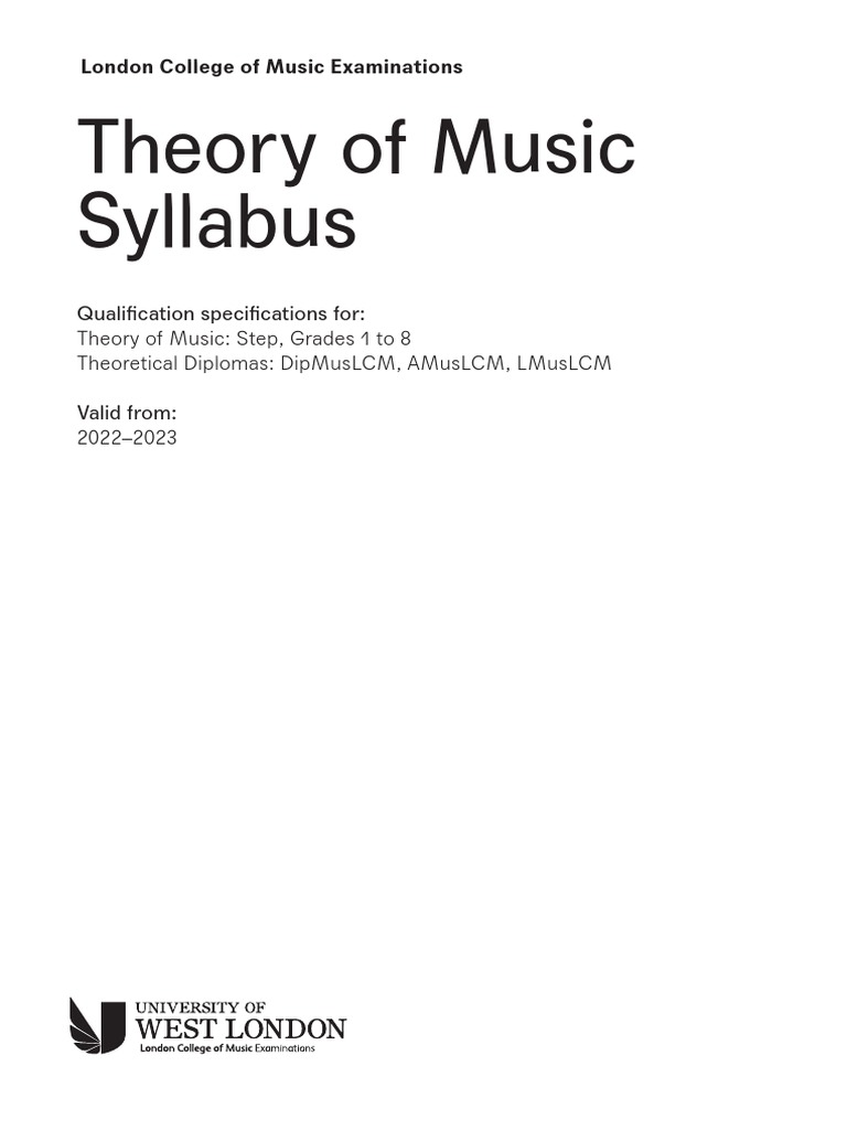 Theory of Music Syllabus 2022 23 | PDF | Test (Assessment) | Harmony
