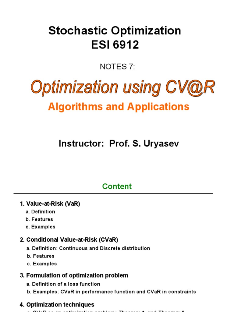 Cvar Var Conditional Value at Risk | PDF | Value At Risk | Mathematics