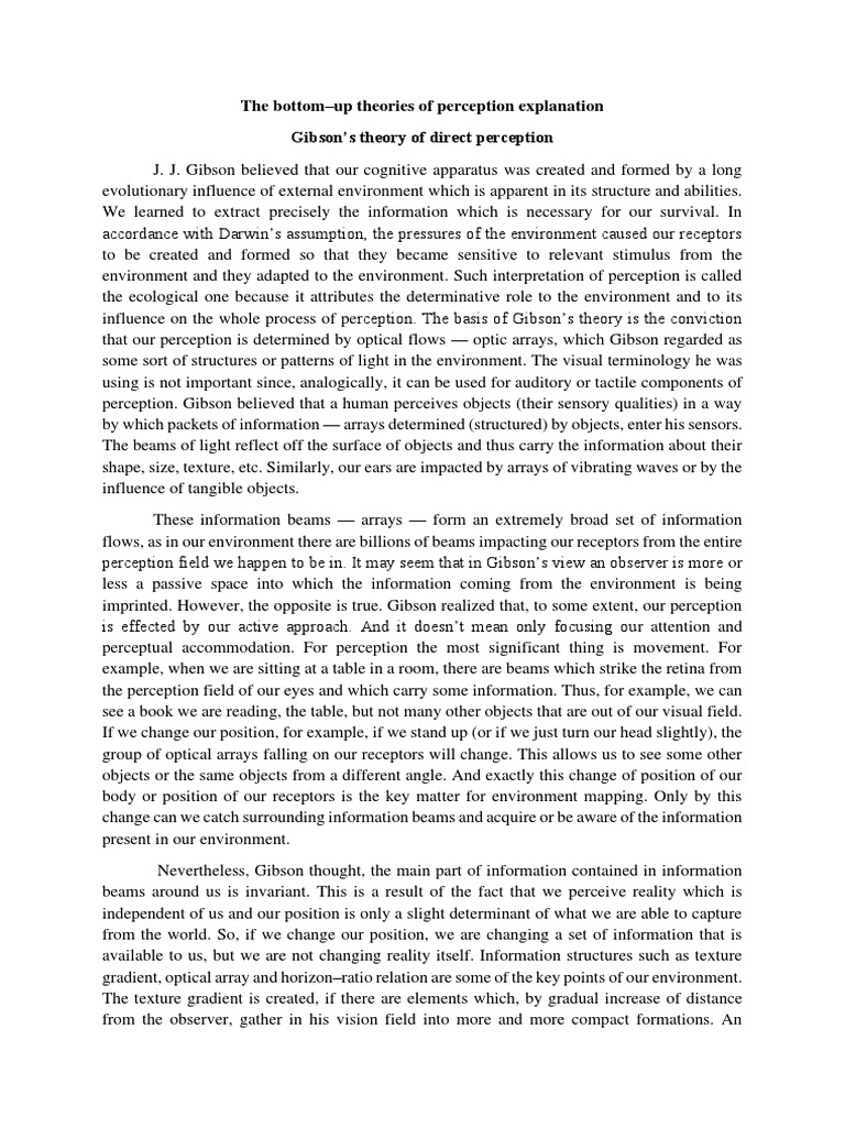 1 Gibson's Thoery of Direct Perception | PDF | Perception | Information