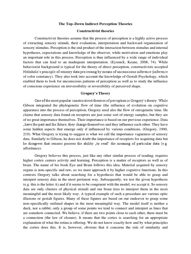 2 Gregory's Theory of Perception | PDF | Perception | Experience