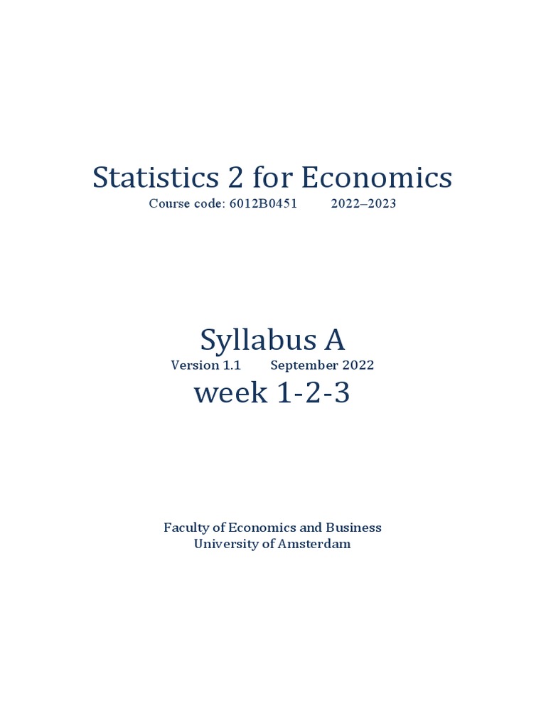 Stat2 2022 Syllabus A v1.1 | PDF | P Value | Statistical Hypothesis Testing