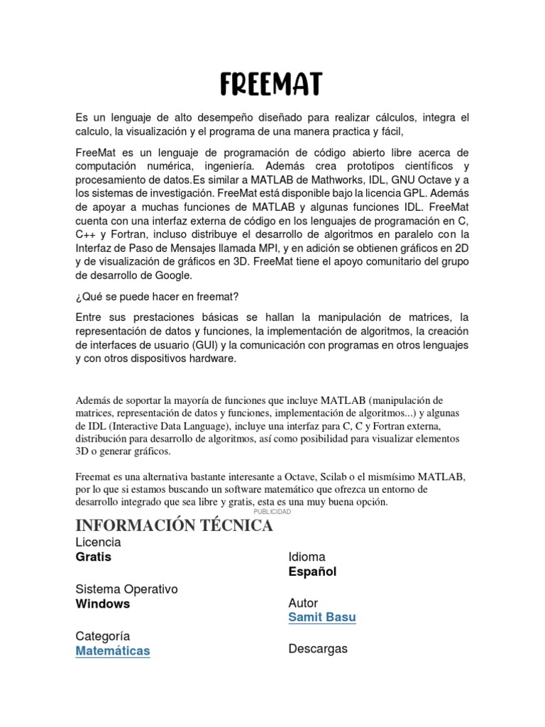 Freemat Pdf Matlab Edad De Información