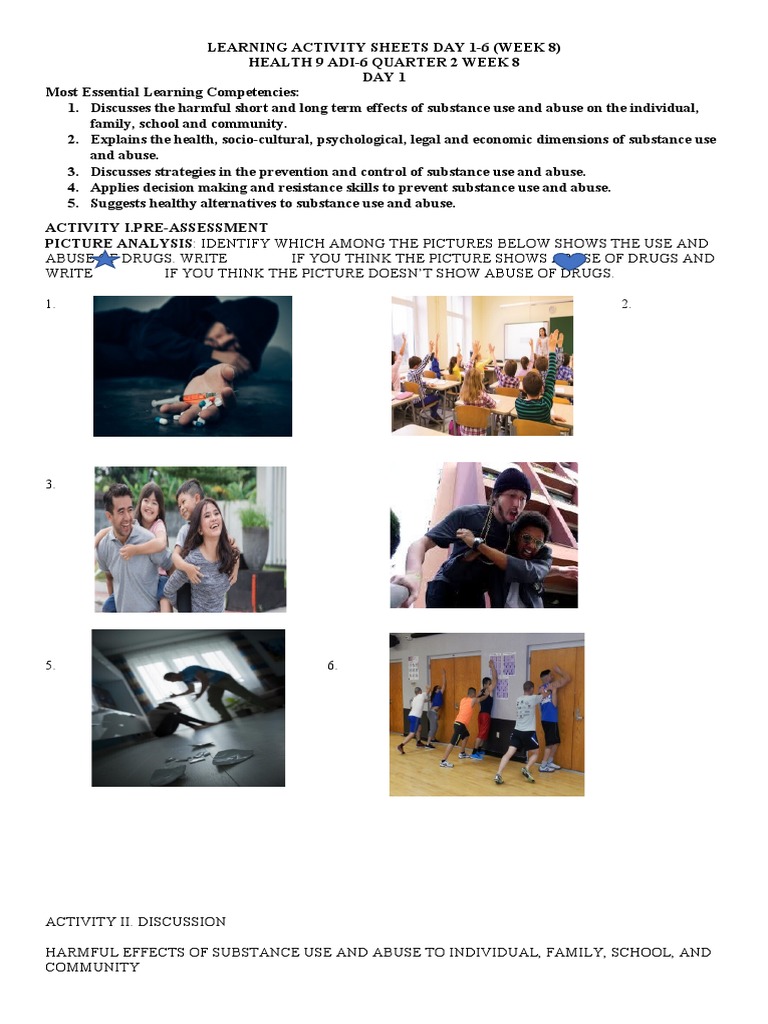 Activity Sheet in Health Week 8 | PDF | Substance Abuse | Drug ...