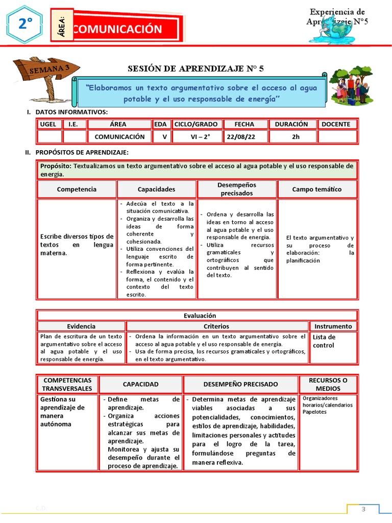2° Sesión de Aprendizaje Sesión5-Sem.3-Exp.5-Comunicacion | PDF | Aprendizaje | Ciencia cognitiva