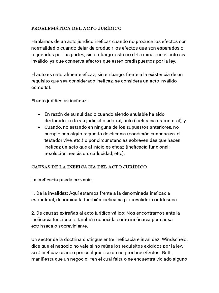 Ineficacia e Invalidez del Acto Jurídico | PDF | Justicia | Crimen y violencia