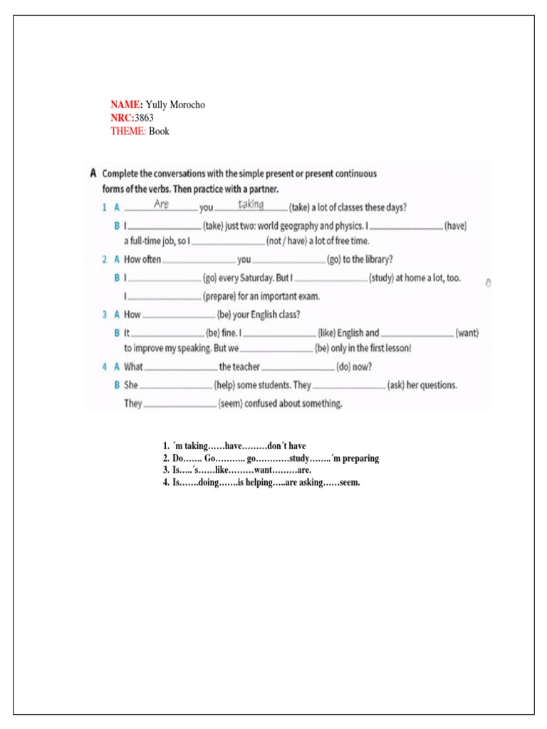Yully Estefania Morocho Cujilema Classwork 17-08-2022 | PDF | Language Arts & Discipline | Home ...