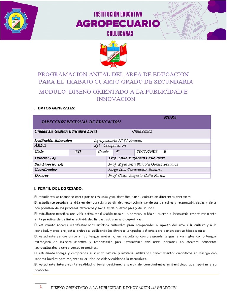 PROGRAMACION CURRICULAR EPT 2022 CUARTO AÑO 2 | PDF | Aprendizaje | Iniciativa empresarial