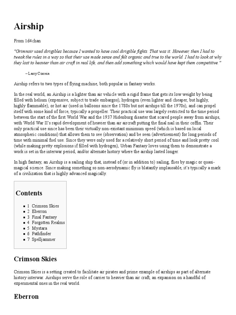 Airship - 1d4chan | PDF | Airship | Aircraft