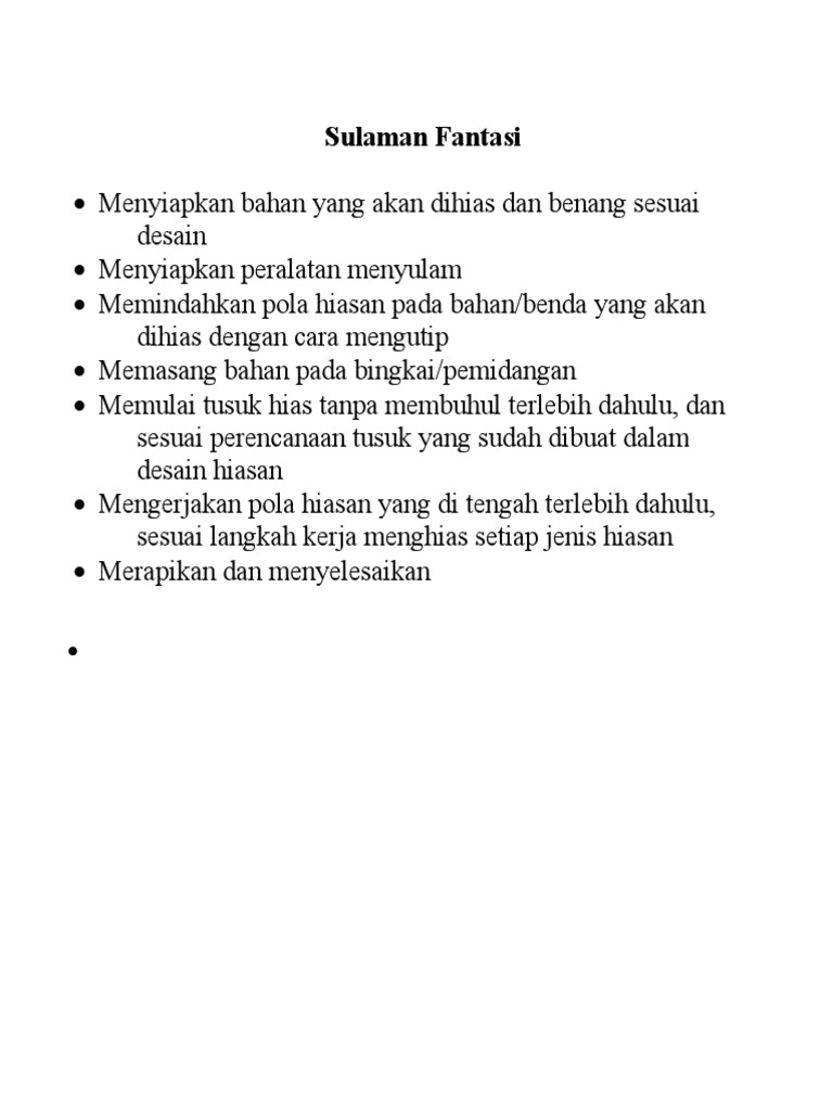 Langkah Kerja Sulaman | PDF Langkah Kerja Sulaman | PDF