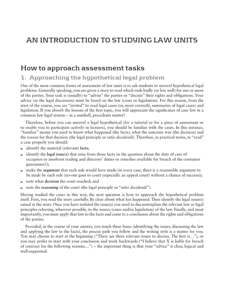 How To Approach A Legal Hypothetical Problem - Sample Answers | PDF ...