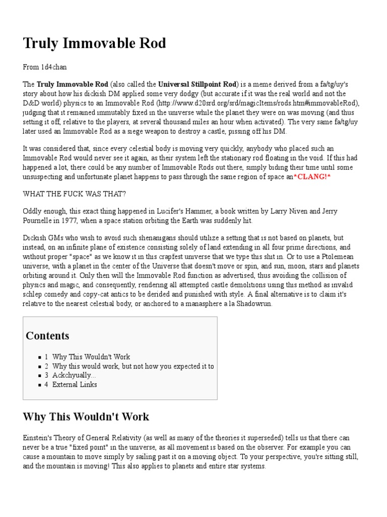Truly Immovable Rod - 1d4chan | Download Free PDF | Universe | Force