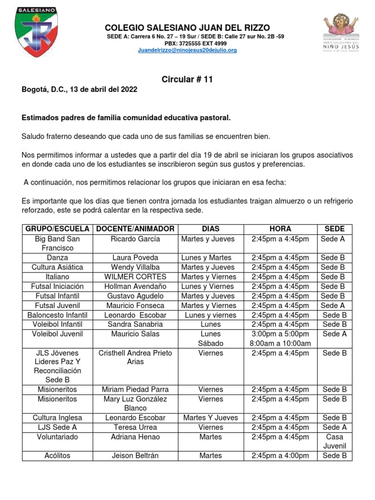 Circular # 11 Grupos Asociativos. | PDF