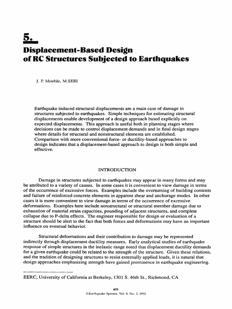 2.17-Displacement-Based Design of RC Structures Subjected To Earthquakes | PDF