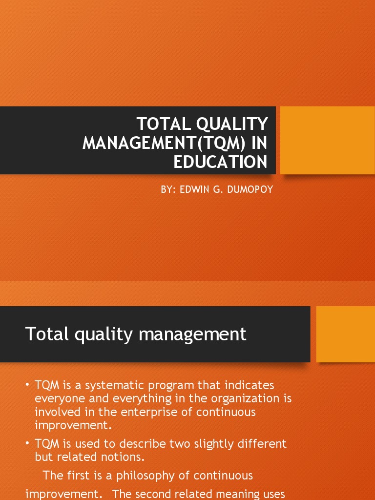 Total Quality Management in Education | PDF | Audit | Quality Assurance