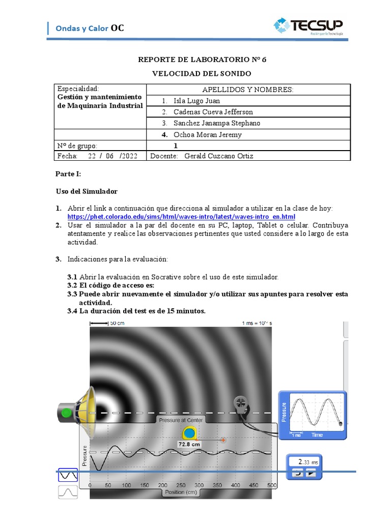 G1 LAB06 OC C22A Cadenas Janampa Ochoa Isla | PDF | Sonido | Olas