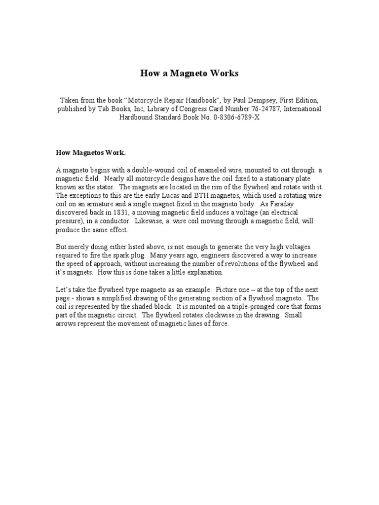 How A Magneto Works by Mark Seibert | PDF | Capacitor | Transformer