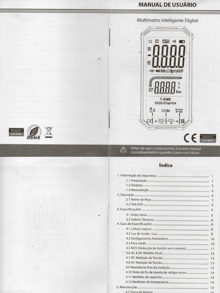 Manual Multimetro Vedo VD620a | PDF