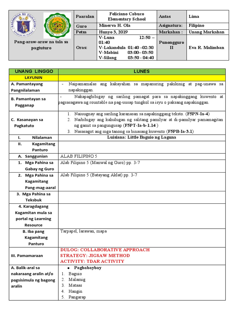 Fil 5 q1 Week 1 Day 1 | PDF