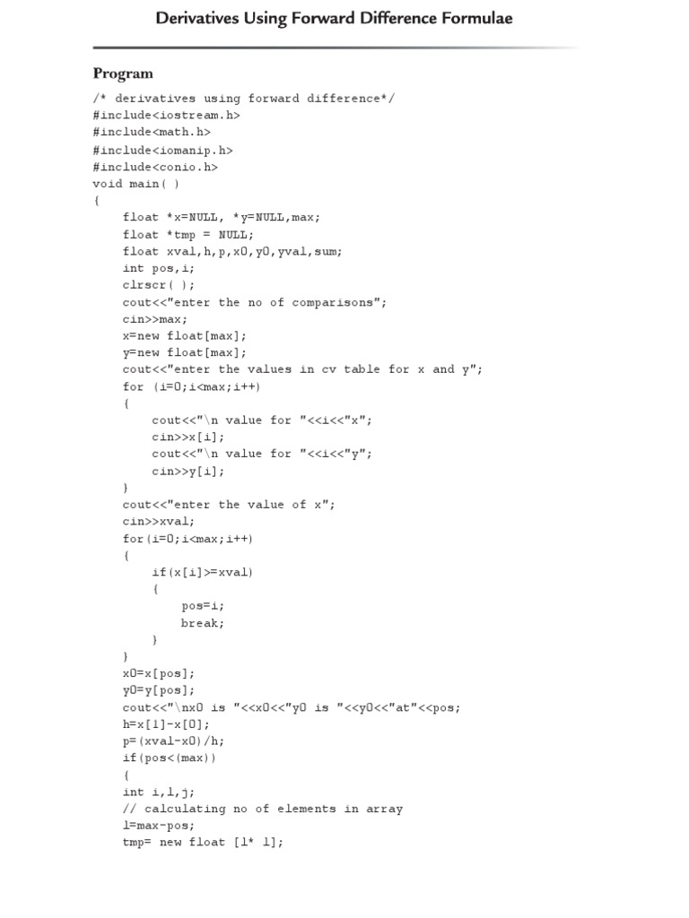 Program Derivative Dengan Forward Difference | PDF | Software ...