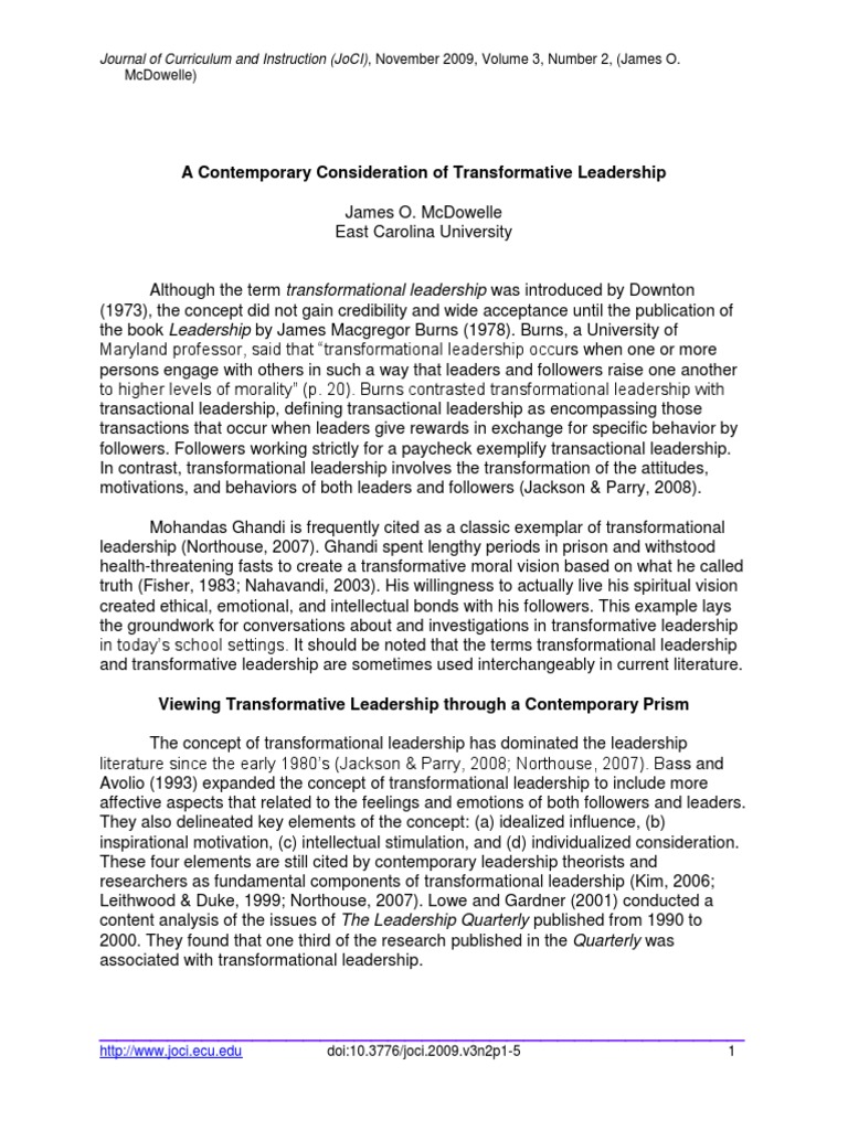 Contemporary Transformative Leadership Insights | PDF | Leadership ...