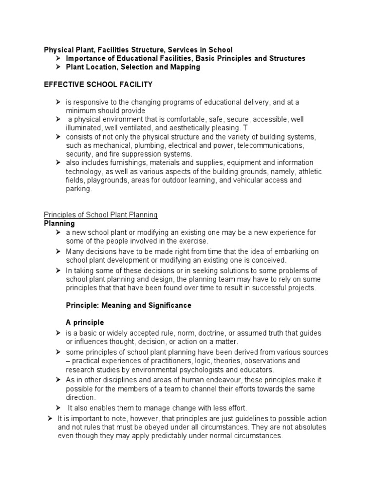 Principles of School Plant Planning | PDF | Schools | Learning