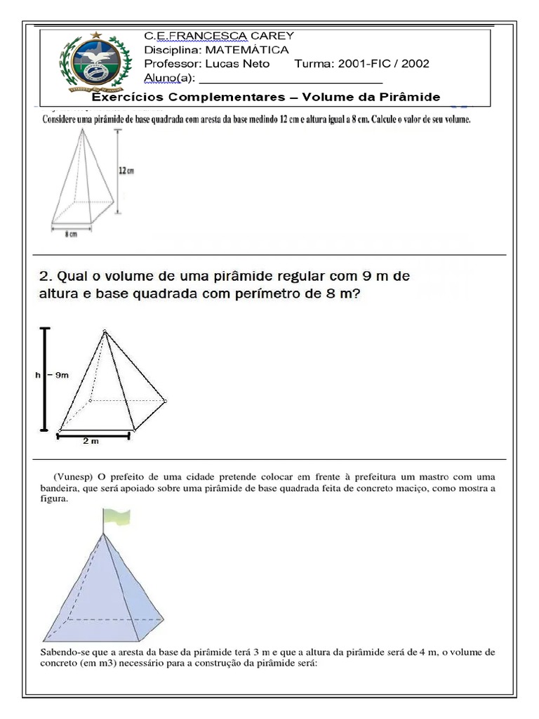 Volume Pirâmide | PDF
