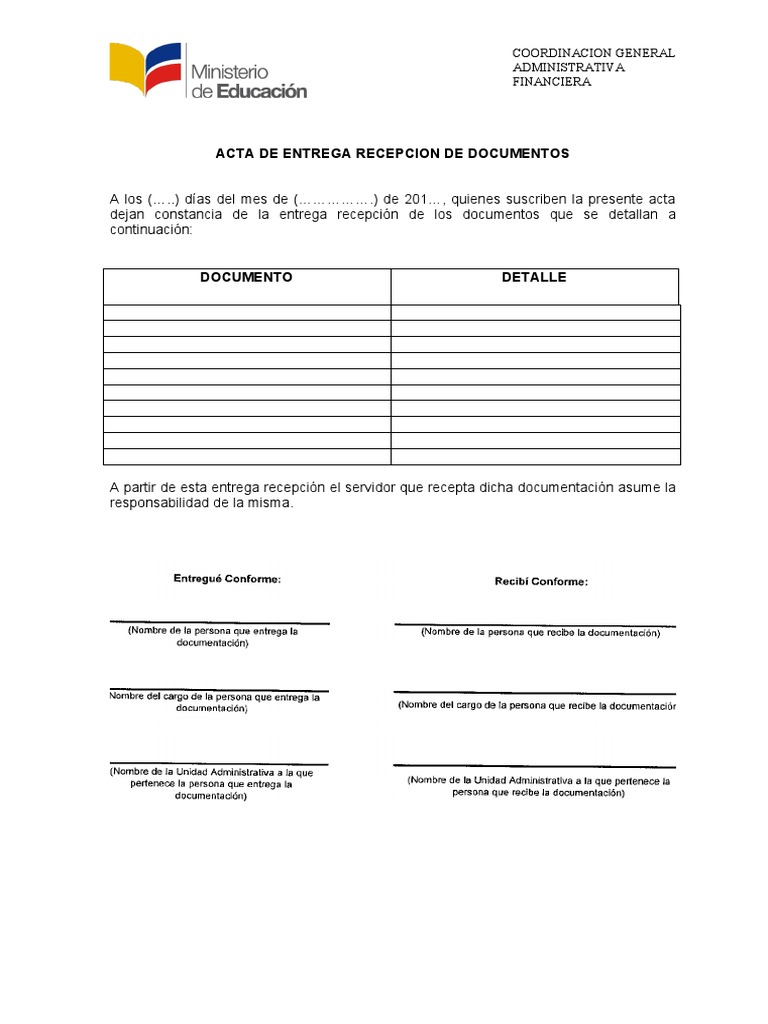 Formato Acta de Entrega Recepción | PDF