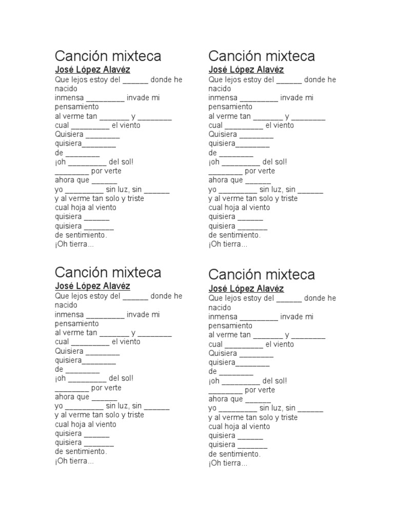 Letra y origen de la Canción Mixteca | PDF | Canciones | Musica ...