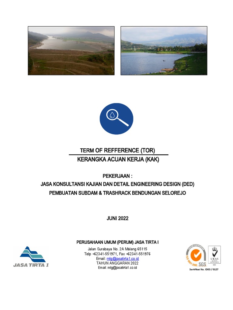 KAK Internal Kajian & DED Pembuatan Subdam & Trashrack Selorejo - Print ...
