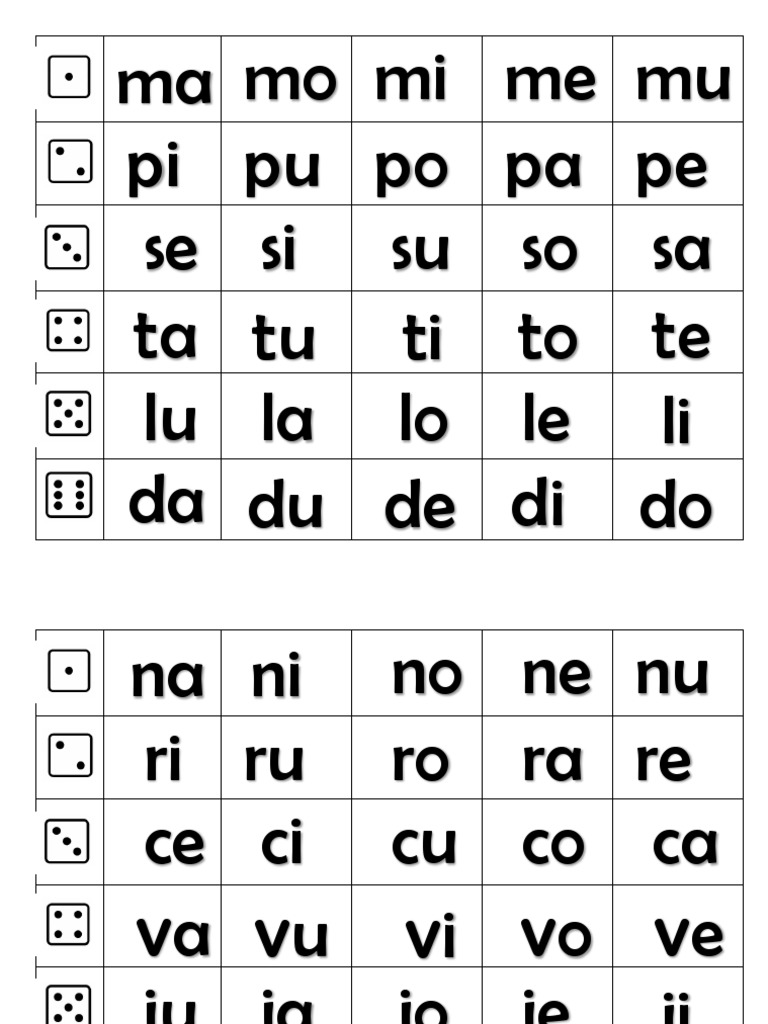 Palabras y Silabas Lectura Dado | PDF