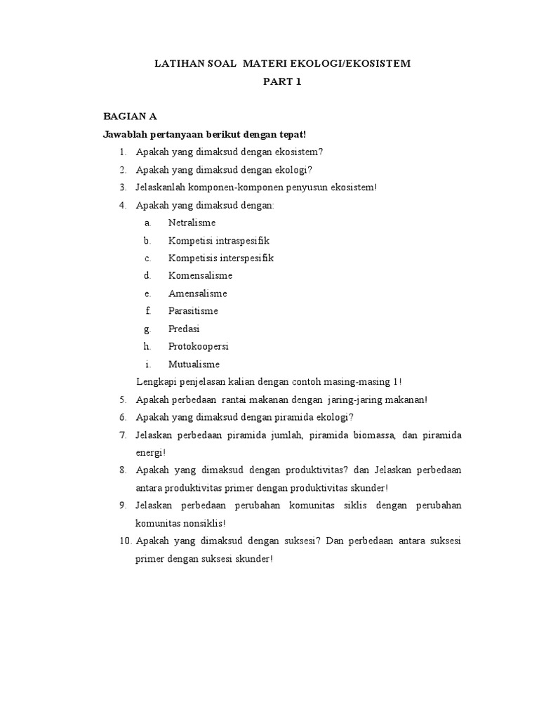 Latihan Soal Ekosistem 01 | PDF