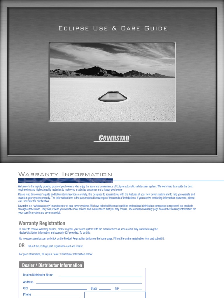 Coverstar Eclipse Pool Cover Manual | PDF | Swimming Pool | Switch