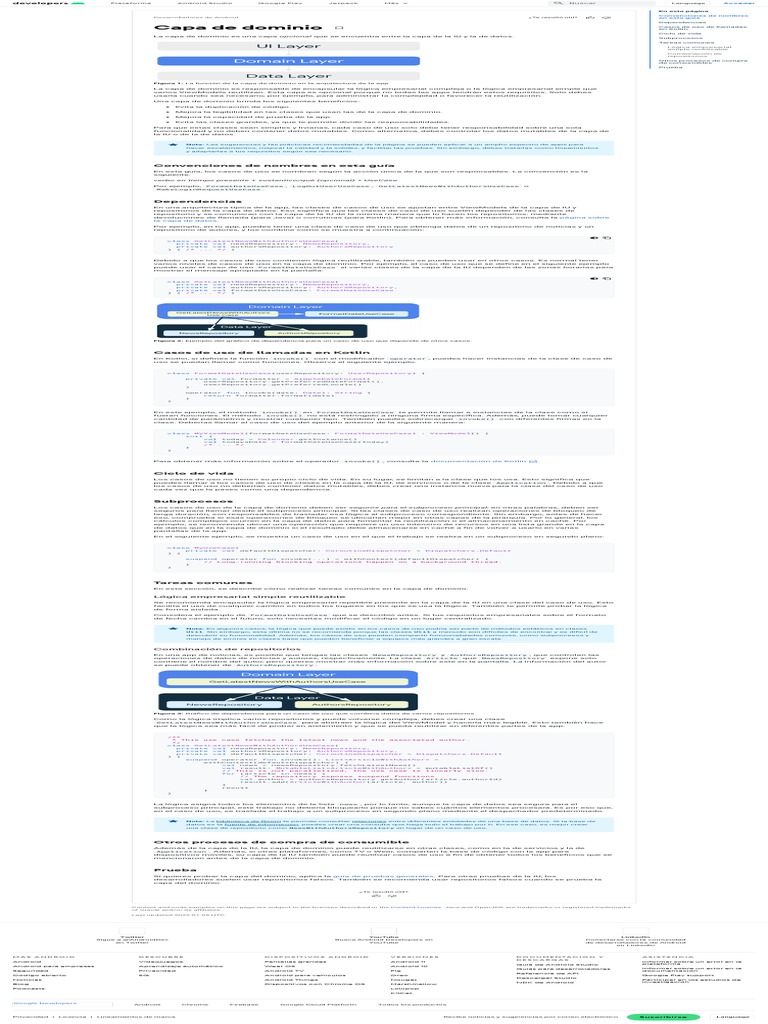 Capa de Dominio - Desarrolladores de Android - Android Developers | PDF | Android (sistema ...