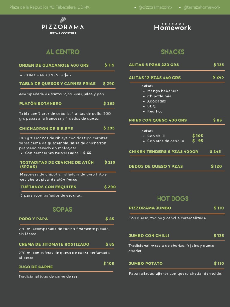 Menu Alimentos Pizzorama 2022 | PDF | Salsa | pesto