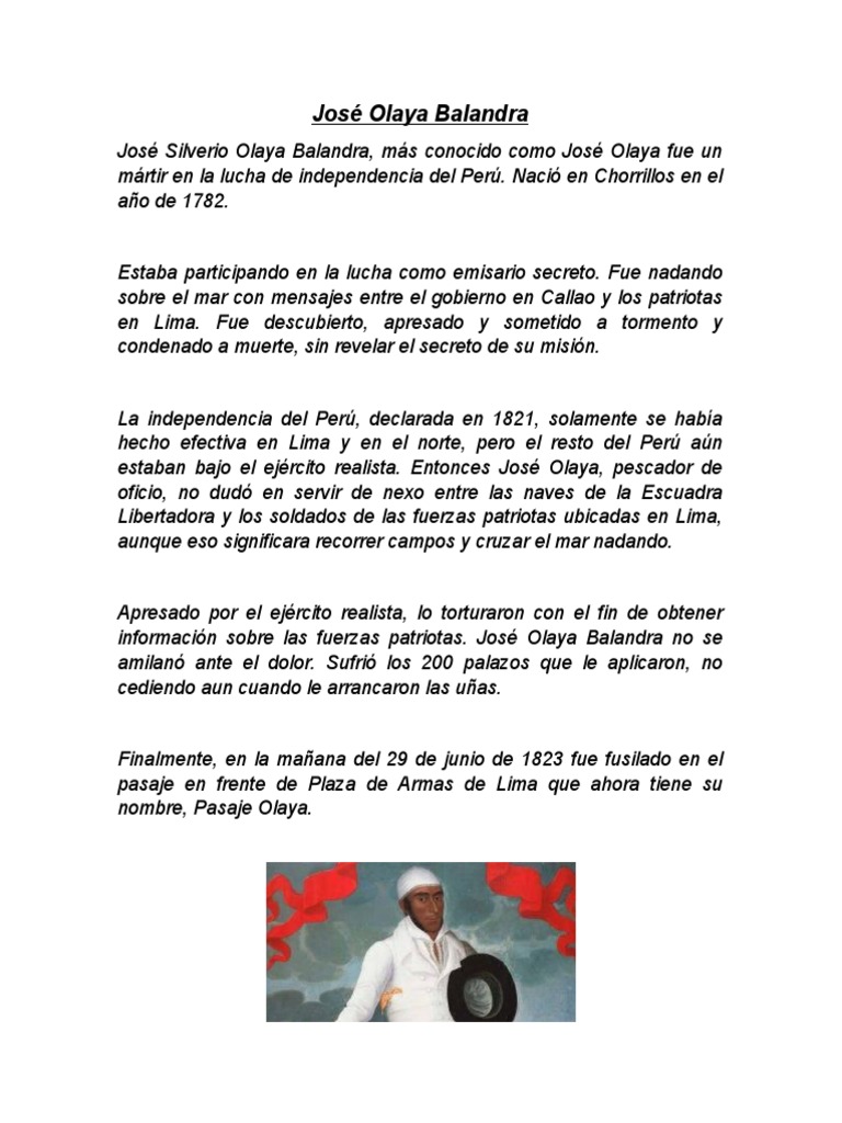José Olaya: Mártir de la Independencia Peruana | PDF